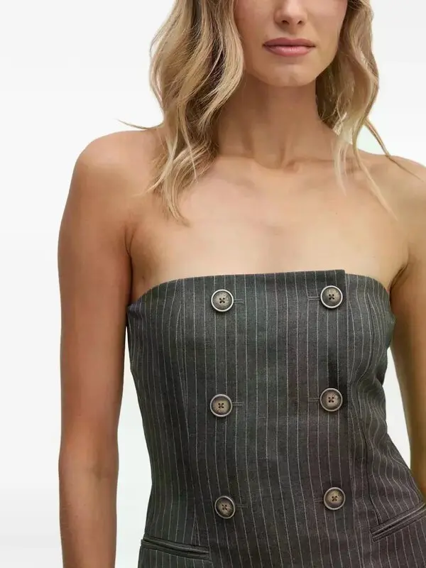 Sisley Strapless Pinstriped Midi Dress