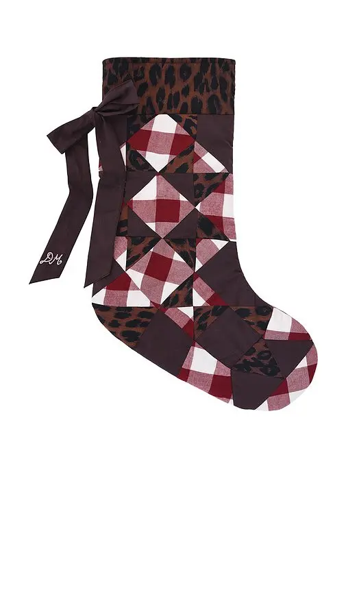 DAMSON MADDER Xmas Stocking In Brown - Leopard Patchwork