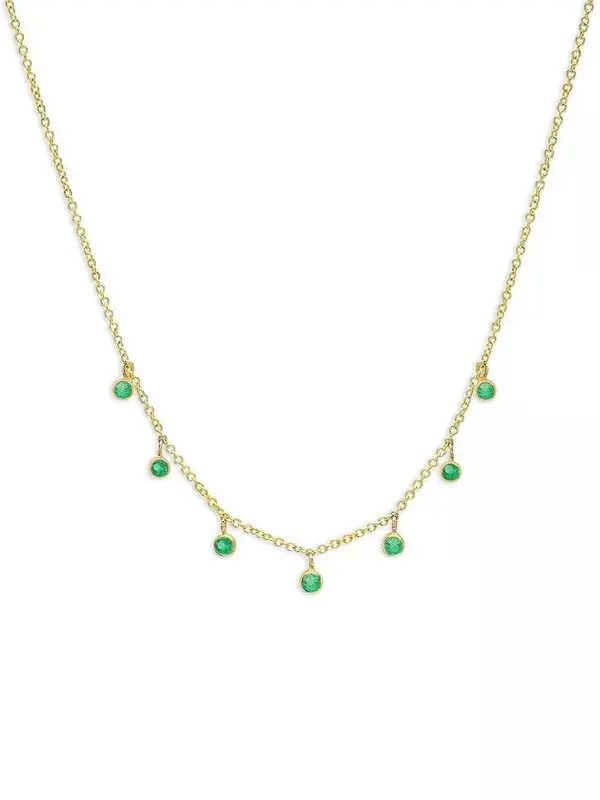 JENNIFER MEYER Emerald Mini Bezel Necklace - Gold