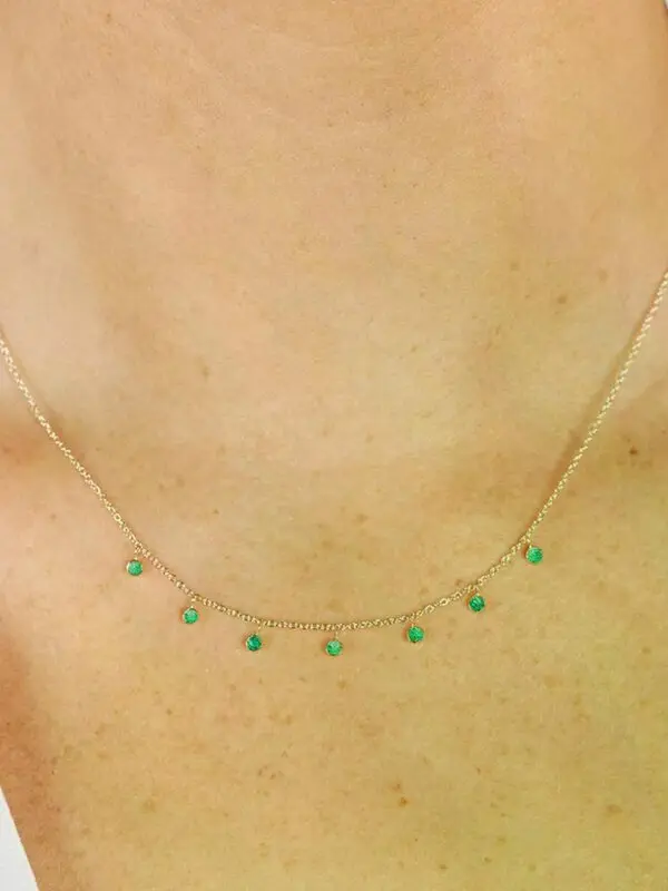 JENNIFER MEYER Emerald Mini Bezel Necklace