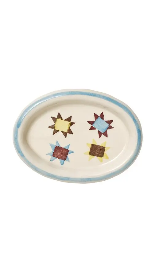 DAMSON MADDER Chubby Trinket Dish In Cream - Patchwork Motif