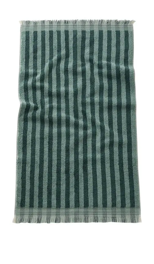 PIGLET IN BED Pembroke Stripe Bath Towel In Dark Green - Pine Green