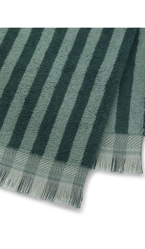 PIGLET IN BED Pembroke Stripe Hand Towel In Dark Green