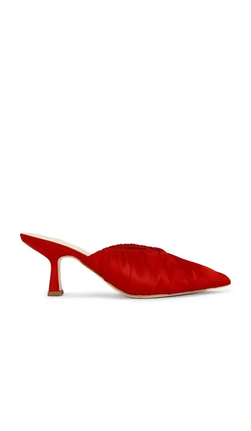 LOEFFLER RANDALL Inez Smocked Mule - Red Satin