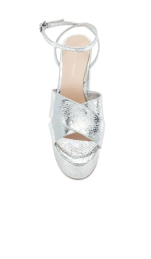 LOEFFLER RANDALL Loretta Platform Sandal - Silver Snake Embossed Leather