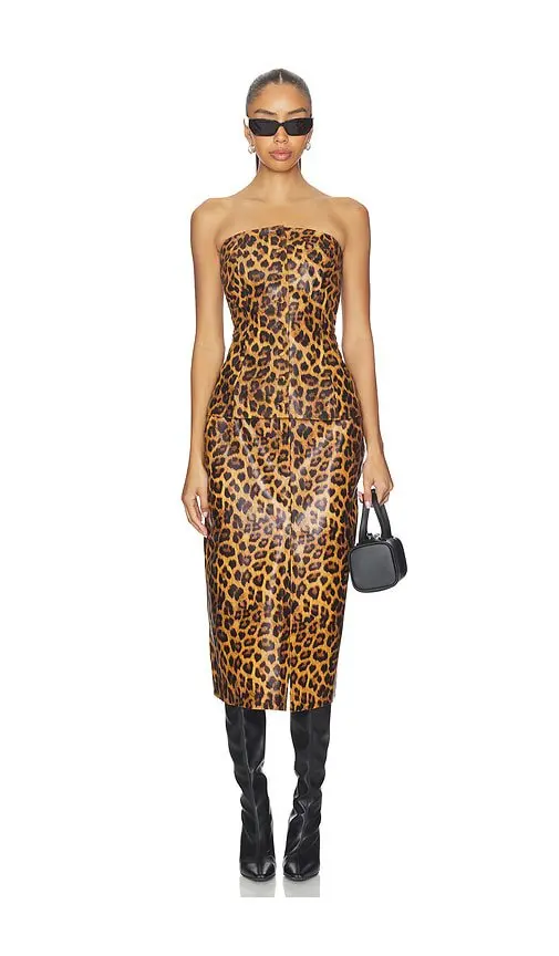 AEXAE Leather Bandeau Peplum Top