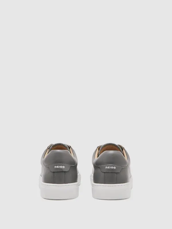 REISS Leather Low-top Trainers - Graphite Grey