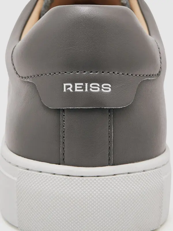 REISS Leather Low-top Trainers - Graphite Grey