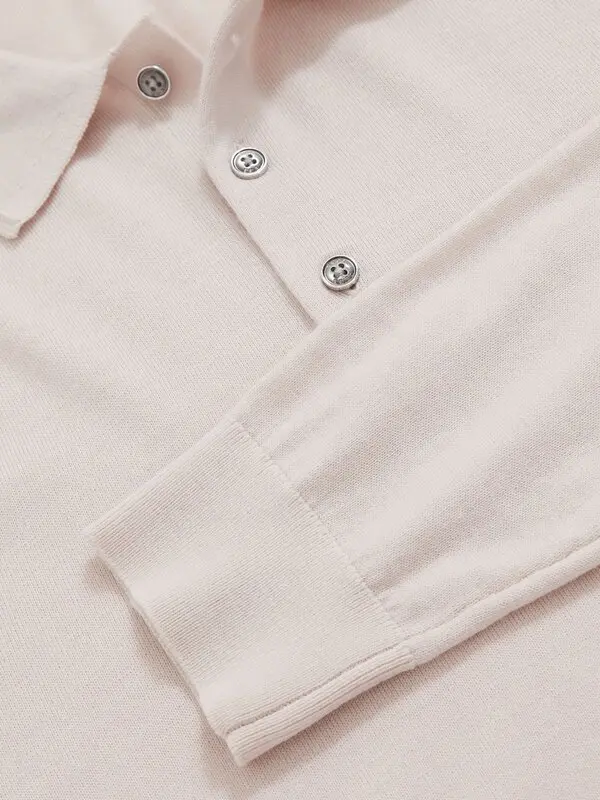 REISS Trafford Wool Long-sleeve Polo Shirt - Beige