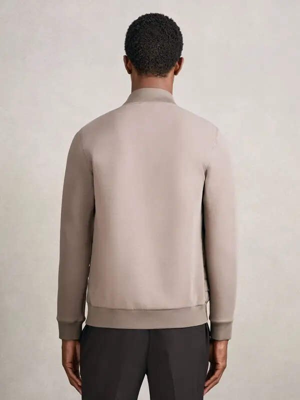 REISS Interlock Hybrid Funnel-neck Jacket - Taupe Brown