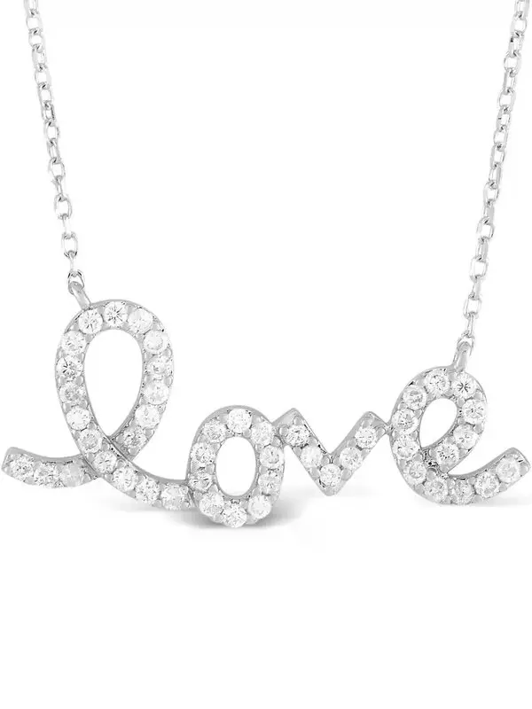 LB EXCLUSIVE 14k White Gold Diamond Love Pendant Necklace - Silver