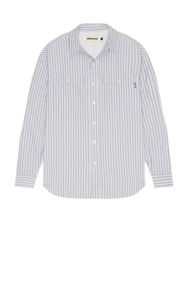 METALWOOD STUDIO Seersucker Fishing Shirt In Blue