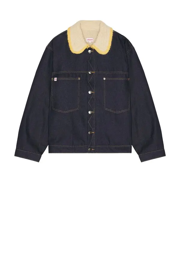 CHARLES JEFFREY Denim Jacket With Knitted Collar