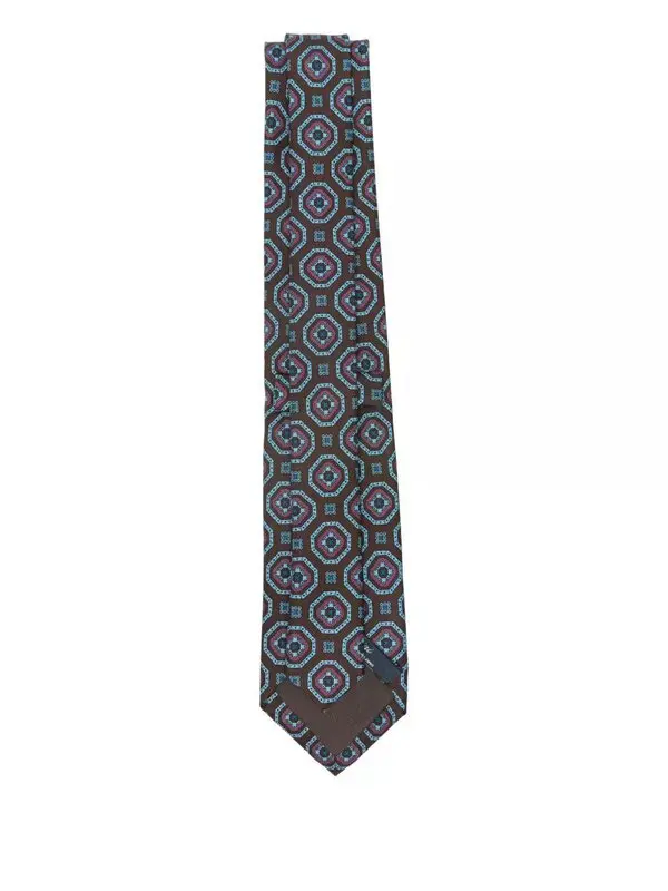 BIGI Geometric-patterned Silk Necktie