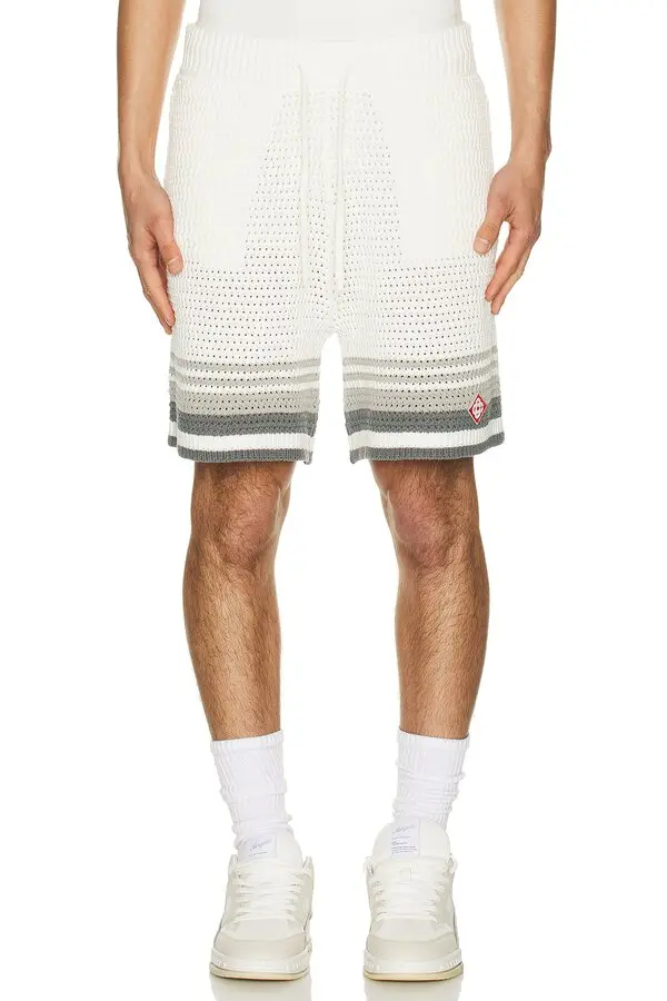 Casablanca Crochet Knit Shorts - White & Grey