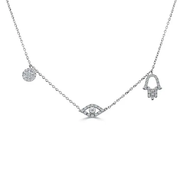 SABRINA DESIGNS CO. Diamond Evil Eye Charm Necklace - White_gold