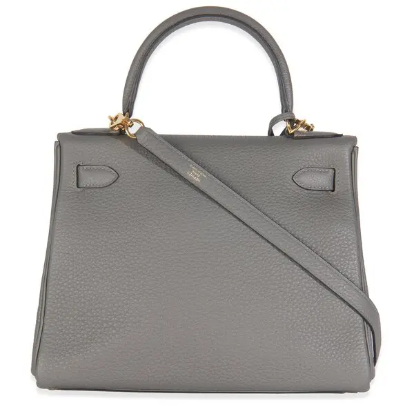 Hermès Etain Clemence Retourne Kelly 28 Ghw - Gray