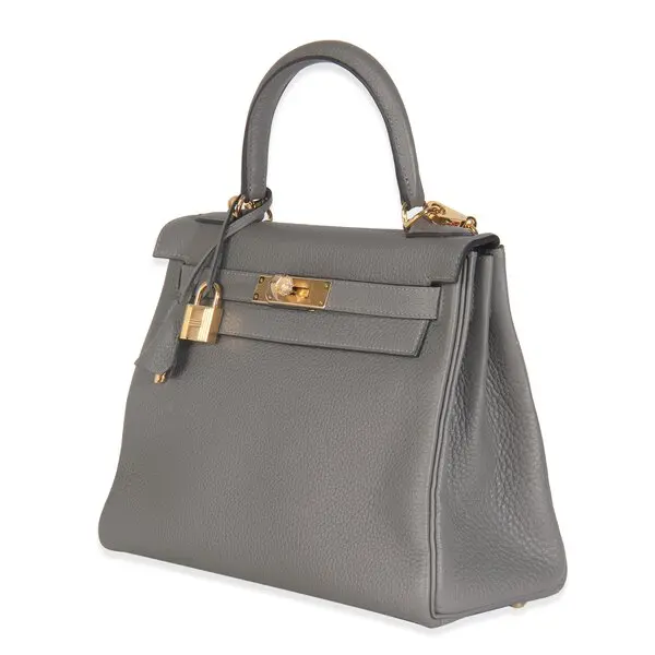 Hermès Etain Clemence Retourne Kelly 28 Ghw - Gray