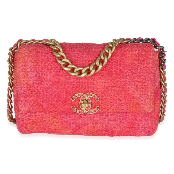 Chanel Tweed Quilted 19 Flap Bag
