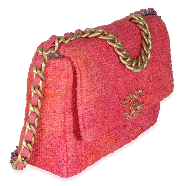 Chanel Tweed Quilted 19 Flap Bag