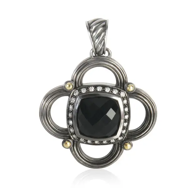 David Yurman Yellow Gold & Sterling Silver Onyx And Diamond Renaissance Half Moon Pendant - Yellow_gold/sterling_silver