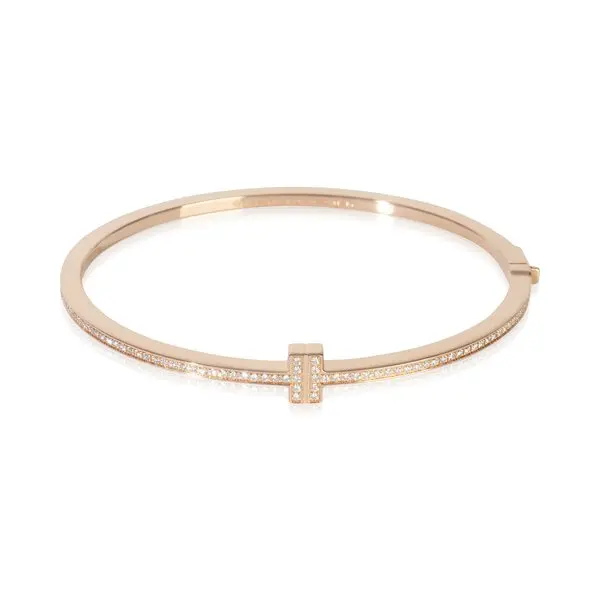 Tiffany & Co. Rose Gold Diamond T Hinged Bracelet - Rose_gold