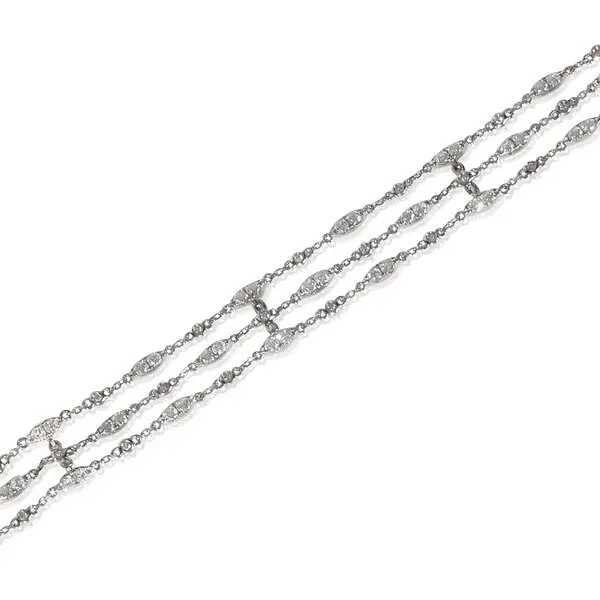 MYGEMMA 14k White Gold 1.61 Diamond Petite Triple Strand Bracelet - White_gold