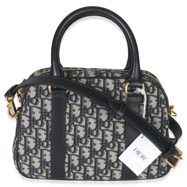 Dior Navy Oblique Canvas D-vibe Bowling Bag