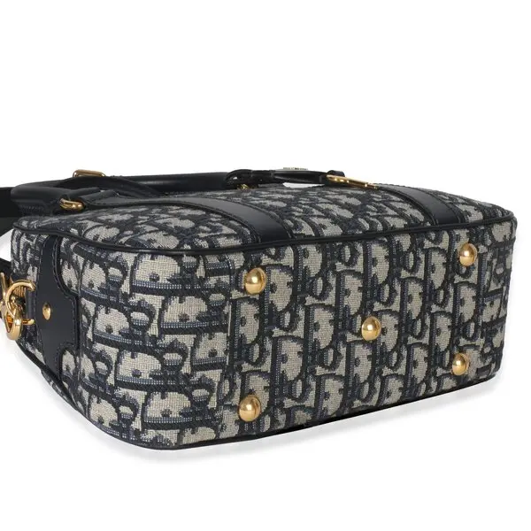 Dior Navy Oblique Canvas D-vibe Bowling Bag