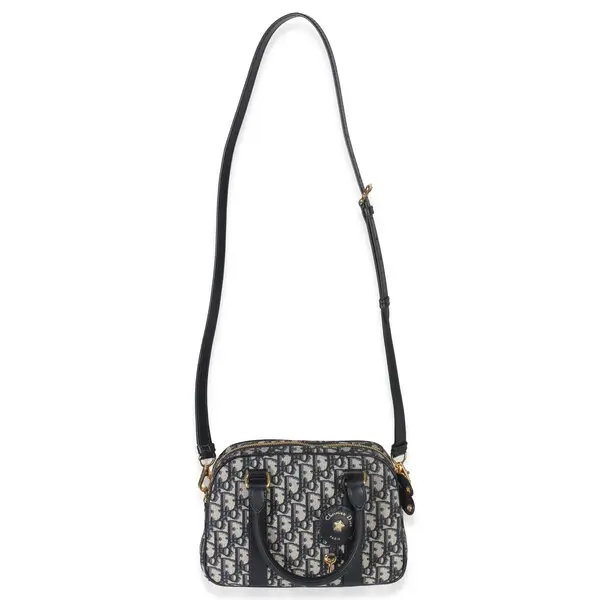 Dior Navy Oblique Canvas D-vibe Bowling Bag