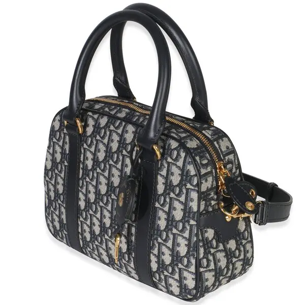 Dior Navy Oblique Canvas D-vibe Bowling Bag