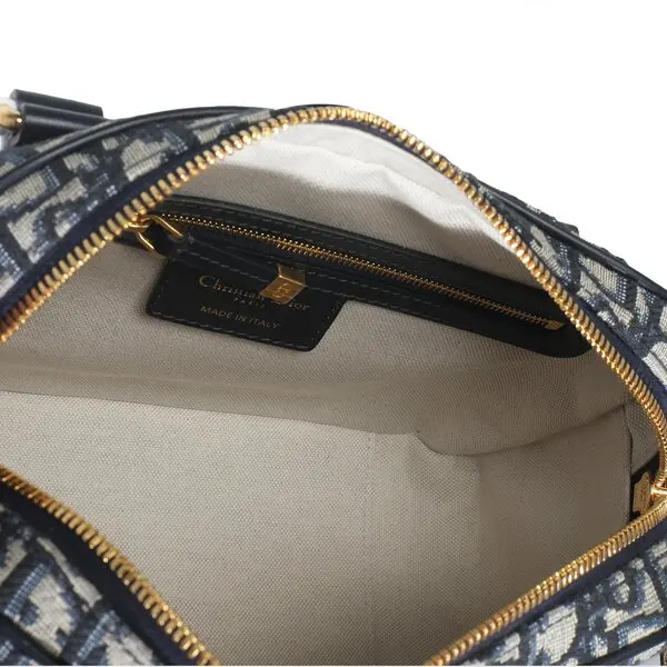 Dior Navy Oblique Canvas D-vibe Bowling Bag
