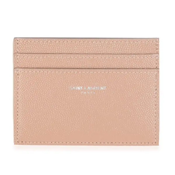 Saint Laurent Dark Pink Grain De Poudre Credit Card Case - Brown