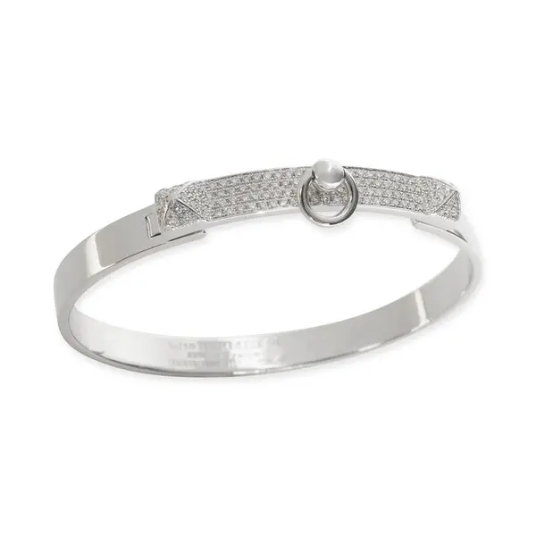 Hermès White Gold Diamond Collier De Chien Bracelet