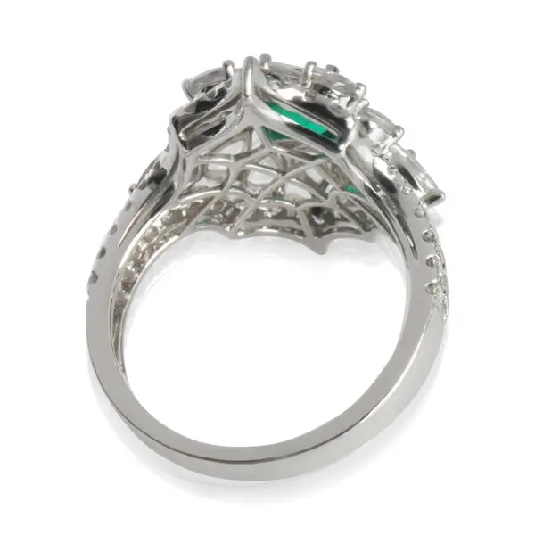 MYGEMMA 18k White Gold Emerald And Diamond Cocktail Ring