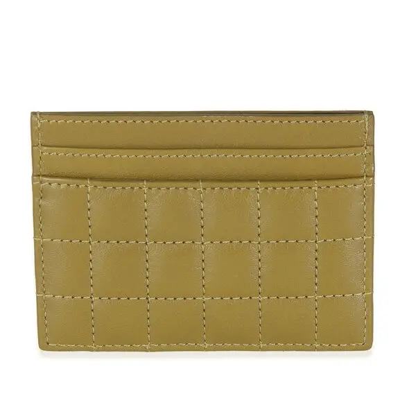 Saint Laurent Olive Drab Quilted Lambskin Cassandre Credit Card Case - Green