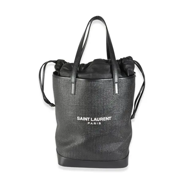 Saint Laurent Linen Canvas Teddy Shopping Bag - Black