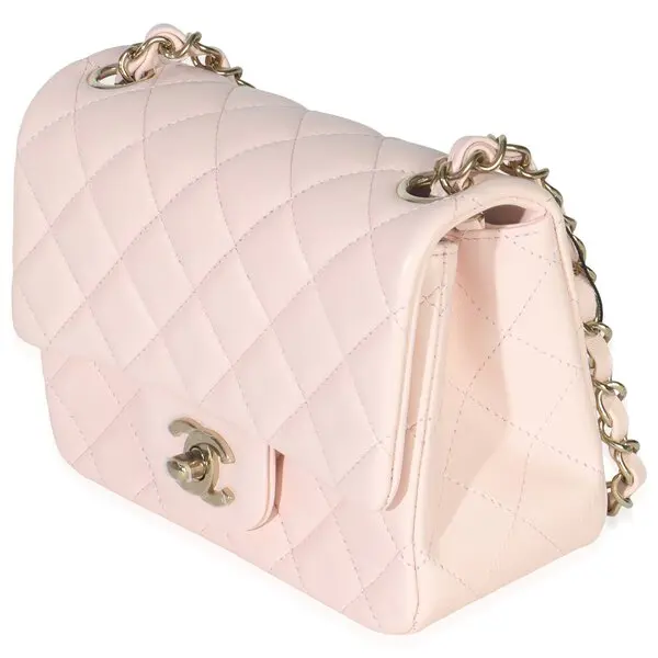 Chanel Quilted Lambskin Square Flap Bag - Pink