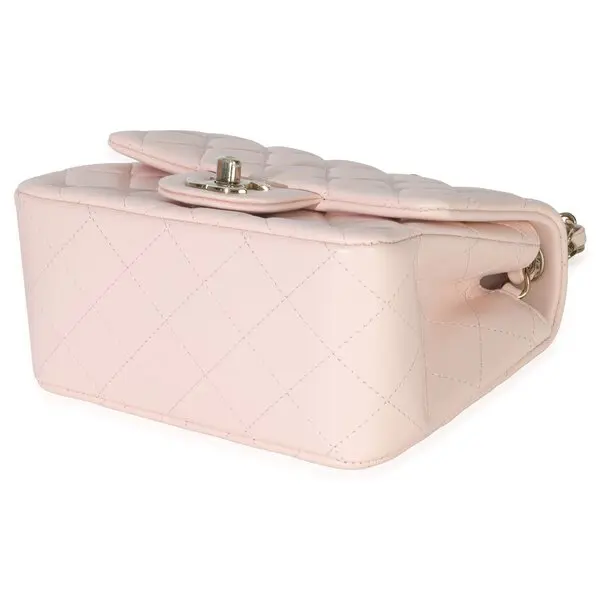 Chanel Quilted Lambskin Square Flap Bag - Pink