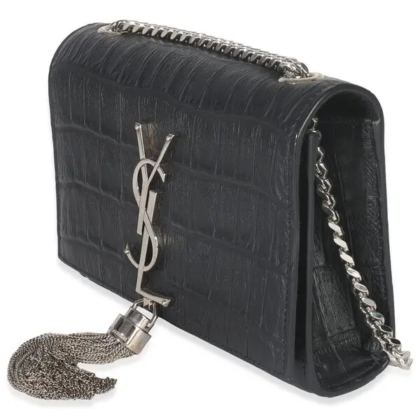 Saint Laurent Crocodile Embossed Monogram Kate Tassel