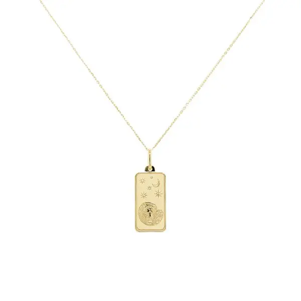 SABRINA DESIGNS CO. Leo Zodiac 14k Yellow Gold Dog Tag Pendant Necklace - Yellow_gold