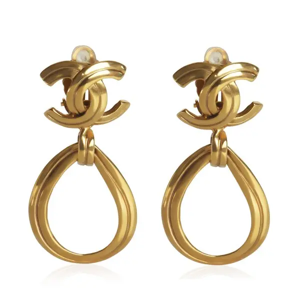 Chanel Gold-plated Vintage 1996 Cc Drop Earrings - Gold_plated