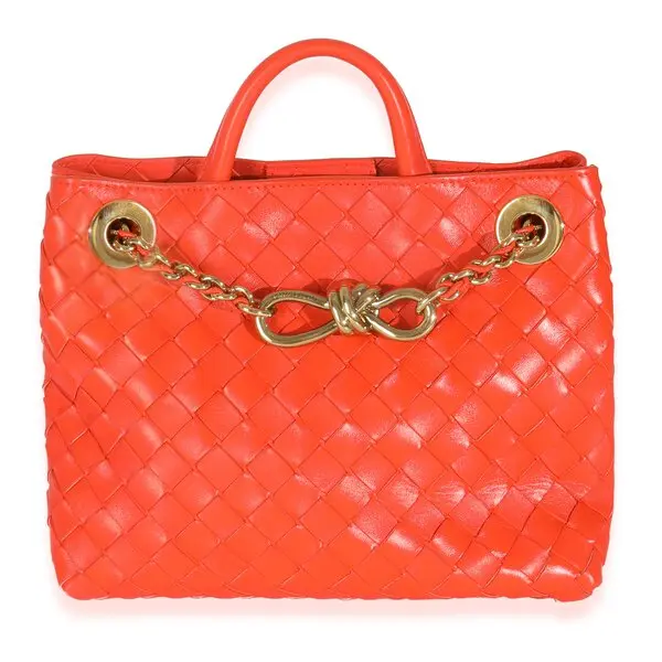 Bottega Veneta Nappa Intrecciato Andiamo With Chain - Orange