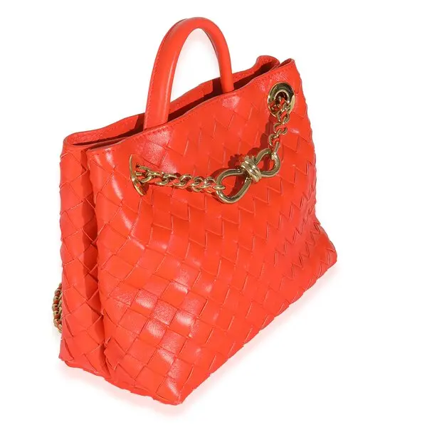 Bottega Veneta Nappa Intrecciato Andiamo With Chain - Orange