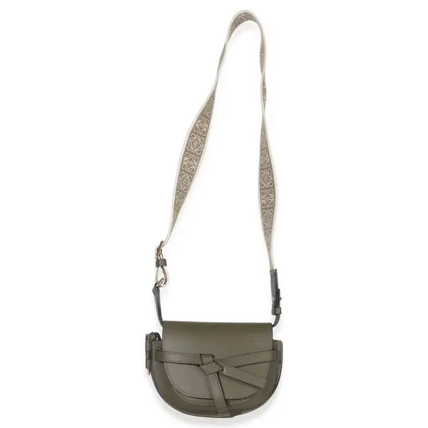 Loewe Khaki Calfskin Gate Dual Bag