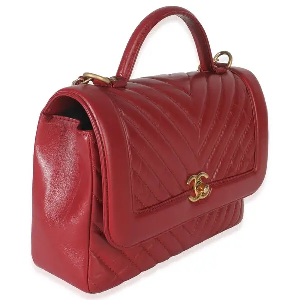 Chanel Chevron Calfskin Top Handle Flap Bag
