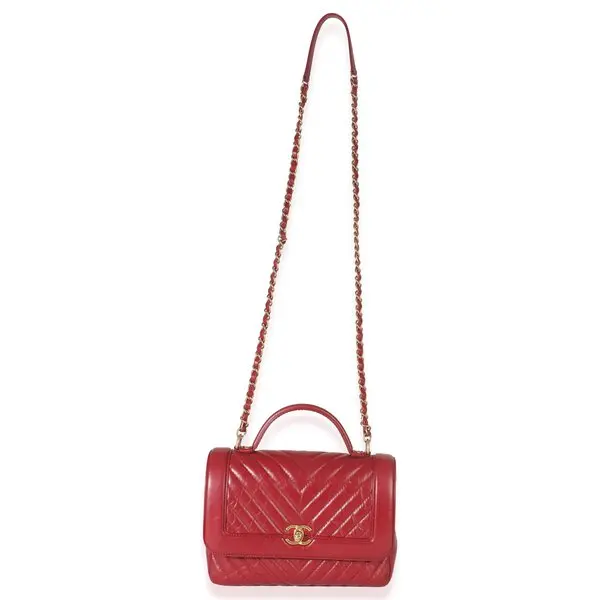 Chanel Chevron Calfskin Top Handle Flap Bag