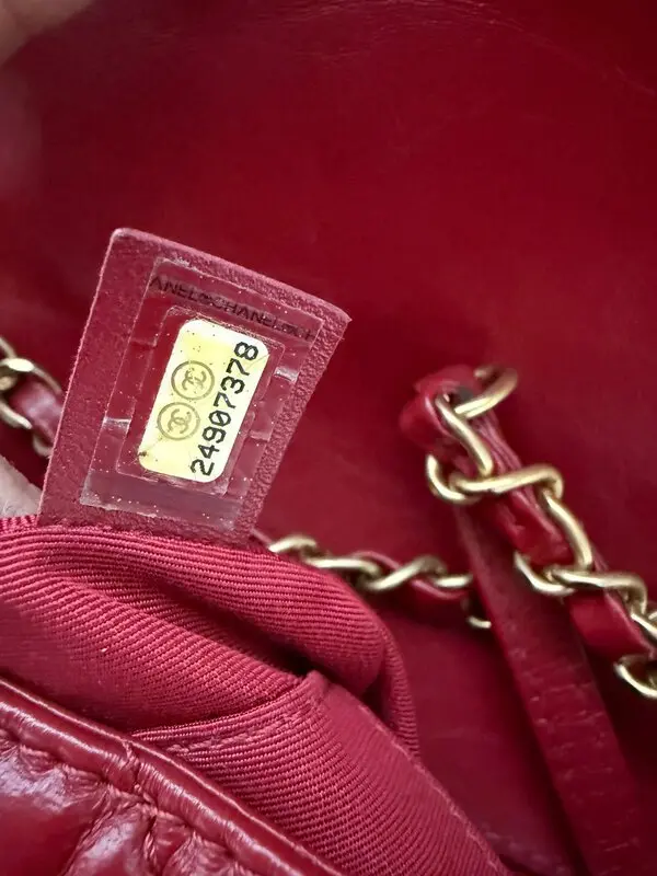 Chanel Chevron Calfskin Top Handle Flap Bag - Red