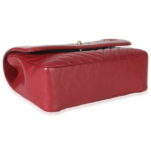 Chanel Chevron Calfskin Top Handle Flap Bag - Red