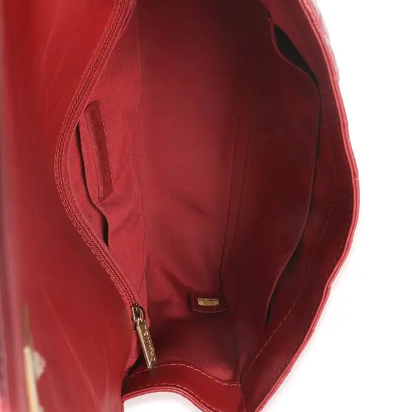 Chanel Chevron Calfskin Top Handle Flap Bag - Red